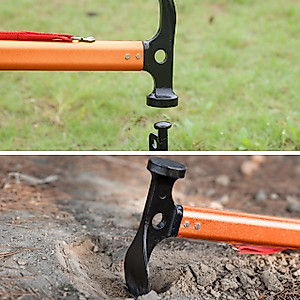 Azarxis Tent Stake Mallet Tark Peg Puller Hammer Nail Remover for Outdoor Camping Gardening Backpacking Hiking Lightweight Portable with Carry Bag (Red - Carbon Steel Head + Aluminum Handle)