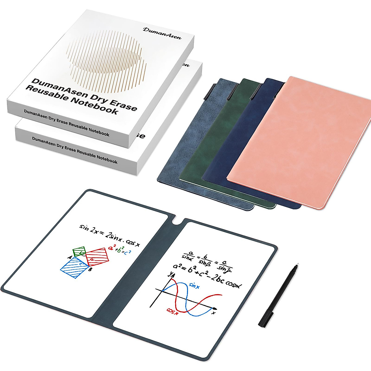 Dumanasen Dry Erase Whiteboard Notebook, 9.4"x6.6" Reusable White Board, Portable Desk Whiteboard for Meeting & Business, Perfect for School, Home, Office (Baby Pink)