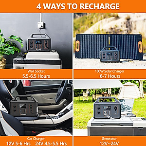 ALLWEI 500W Solar Generator(1000W Peak) with 100W Portable Solar Panel, 461Wh Portable Power Station, 3 USB-C Port PD60W, 2 AC Outlet, Solar Power Generator for Outdoor RV Camping CPAP Emergency