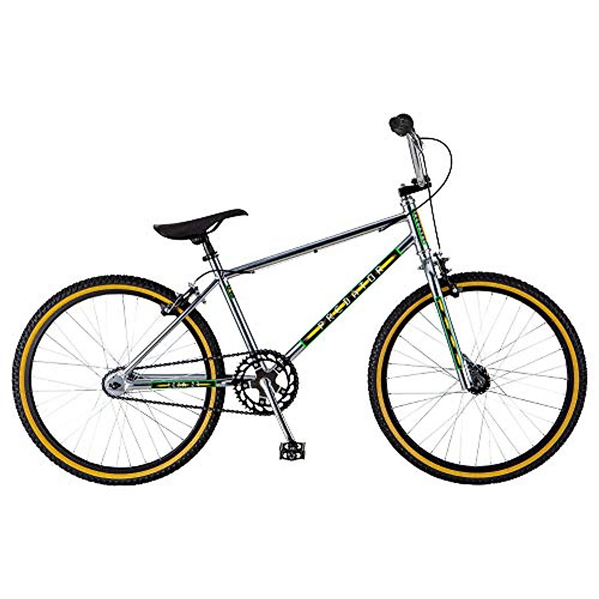 Schwinn Predator Team 24 Freestyle BMX Bike, Throwback 1983 Design, Single-Speed Drivetrain, Hi-Ten Steel Frame, Rattrap Pedals, Front and Rear Caliper Brakes, 24-Inch Gum Wall Tires, Chrome