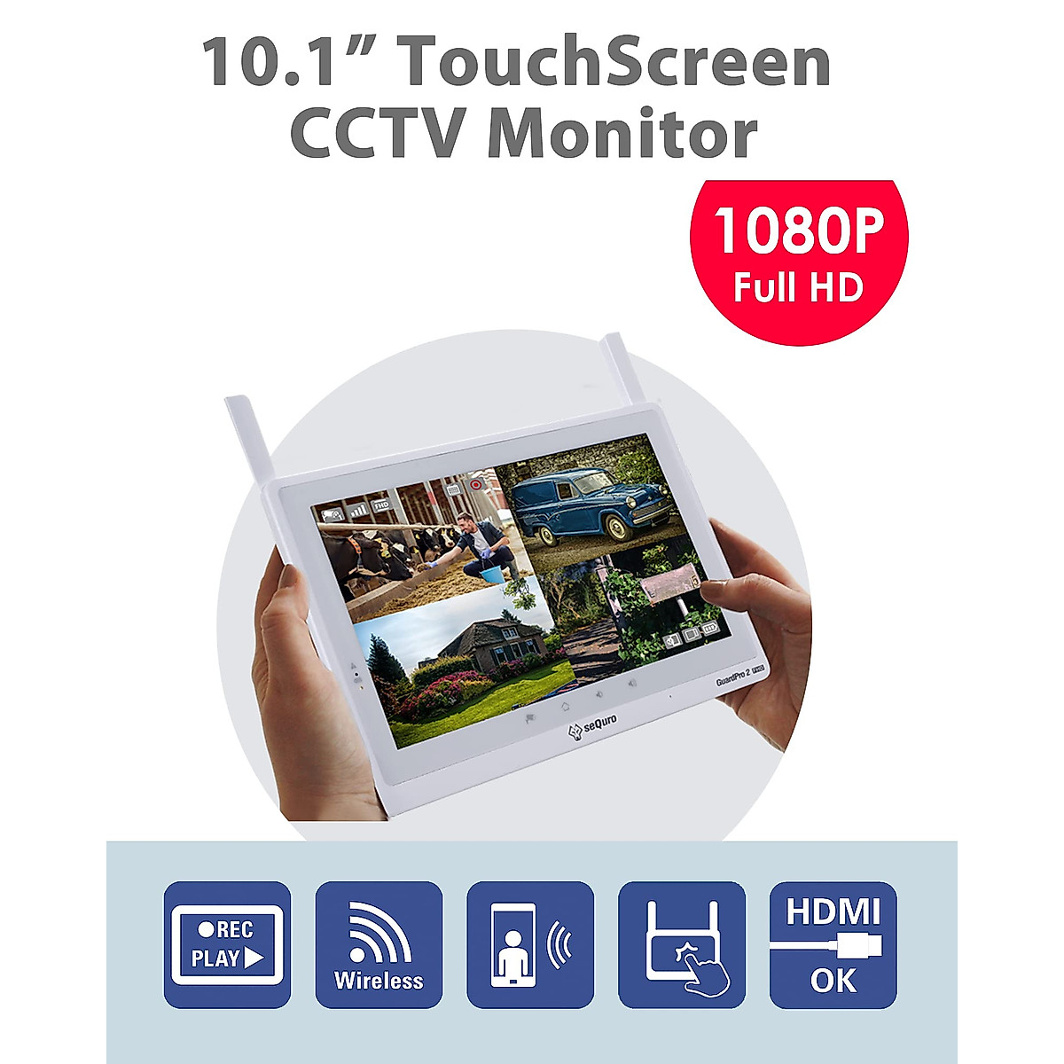 seQuro GuardPro2 DIY Surveillance-DVR-Kit with 2 Bullet Cameras 1080P Night Vision, Motion Detection, IP66 Waterproof for Front Door, Back and Side Doors, Garage and Driveway, Yard Monitoring