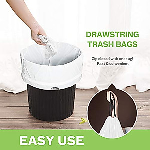 1.2 Gallon 220pcs Strong Drawstring Trash Bags Garbage Bags by Teivio, Bathroom Trash Can Bin Liners, Code a fit 4.5-5 Liter, 0.8-1.2 and 1-1.3 Gal, Small Plastic Bags for home office kitchen, White