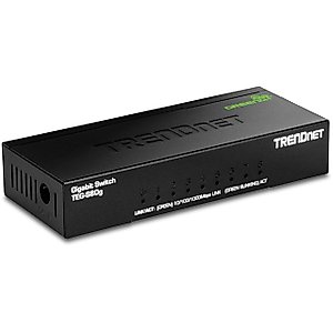 TRENDnet 8-Port Mini Gigabit Switch, TEG-S80g, GREENnet Technology, NDAA + TAA Compliant, Desktop Metal Ethernet Network Switch, 8 x Gigabit Ports, Fanless, Lifetime Protection, Black