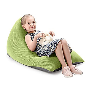 YuppieLife Stuffed Animal Storage Bean Bag Chair Cover for Kids, Zipper Storage Bean Bag Without Filling, Plush Toys Holder and Organizer - Premium Corduroy 200L (Bright Green)
