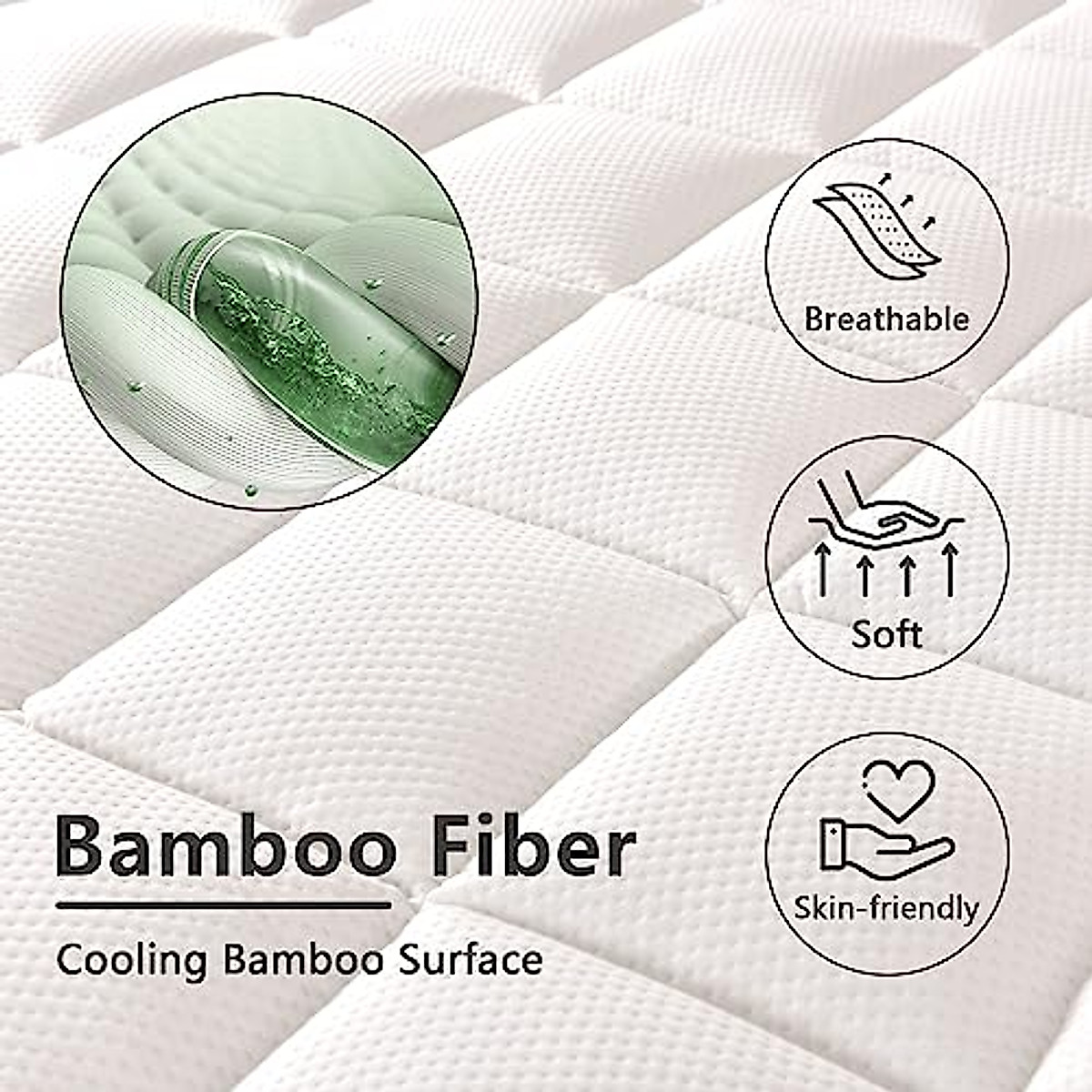 NEXHOME PRO Dual Layer 3 Inch Memory Foam Mattress Topper Queen, 2 Inch Cooling Gel Memory Foam Plus 1 Inch Bamboo Pillow Top Cover Mattress Pad, Soft Support for Back Pain Relief