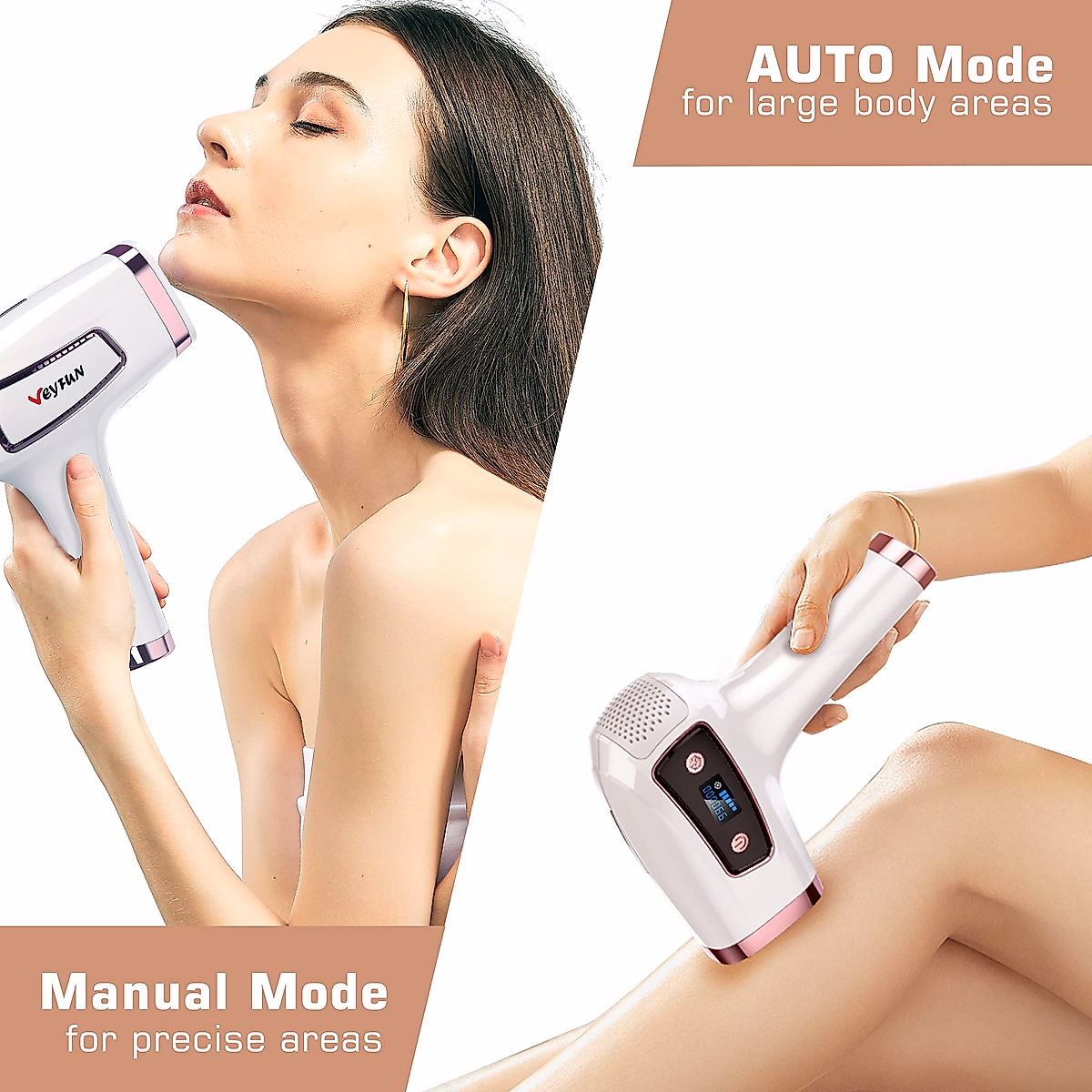 IPL Hair Removal, VEYFUN Laser Hair Removal for Women Permanent Hair Removal Device with Ice Cool, Upgraded 990,000 Flashes, 5 Energy Levels and 2 Modes for Face, Underarm, Bikini Area, Whole Body