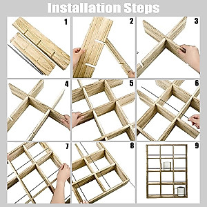 YIYUESHIJIU Wall Mounted Coffee Mug Display Rack, 17x25 Large Wooden Display Shelves Cup Holder Shadow Box Shelf Rustic Mug Rack Shot Glasses Display Case with 12 Compartment (Carbon)