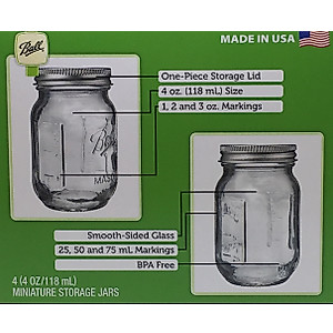 Ball Mini 4 Oz Miniature Storage, 24 Jars, Clear