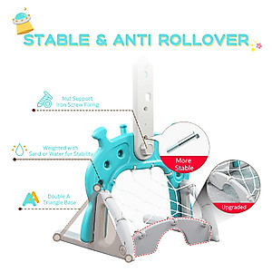 Basketball Hoop for Kids 4 in 1 Kids Sports Center Toddler Basketball Hoop Indoor and Outdoor Basketball Hoop Football/Soccer Goal Golf Game Ring Toss Play Set Best Gift for Toddlers and Kids(Green)