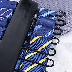 JOHOUSE Wooden Tie Rack, Tie Hanger for Men Closet 20 Hooks 360 Degree Rotating Tie Organizer Hanging Space Saving Holder for Belt Scarf Tie Black