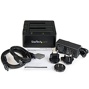 StarTech.com Dual-Bay USB 3.0 / eSATA to SATA Hard Drive Docking Station, External 2.5/3.5" SATA I/II/III, SSD/HDD Docking Station, Hot-Swap Hard Drive Bays, Top-Loading (SDOCK2U33EB),Black