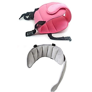 2Pack Boy and Girl Head Support for Car Seats,Ajustable Comfortable Pillow for Baby Child Tolddler Infant Pink and Grey