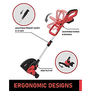 PowerSmart 20 Volt Lithium-Ion Cordless String Trimmer/Edger with Easy Feed, 24 x 9 x 6 inches, Includes One Battery & Charger,PS76110A