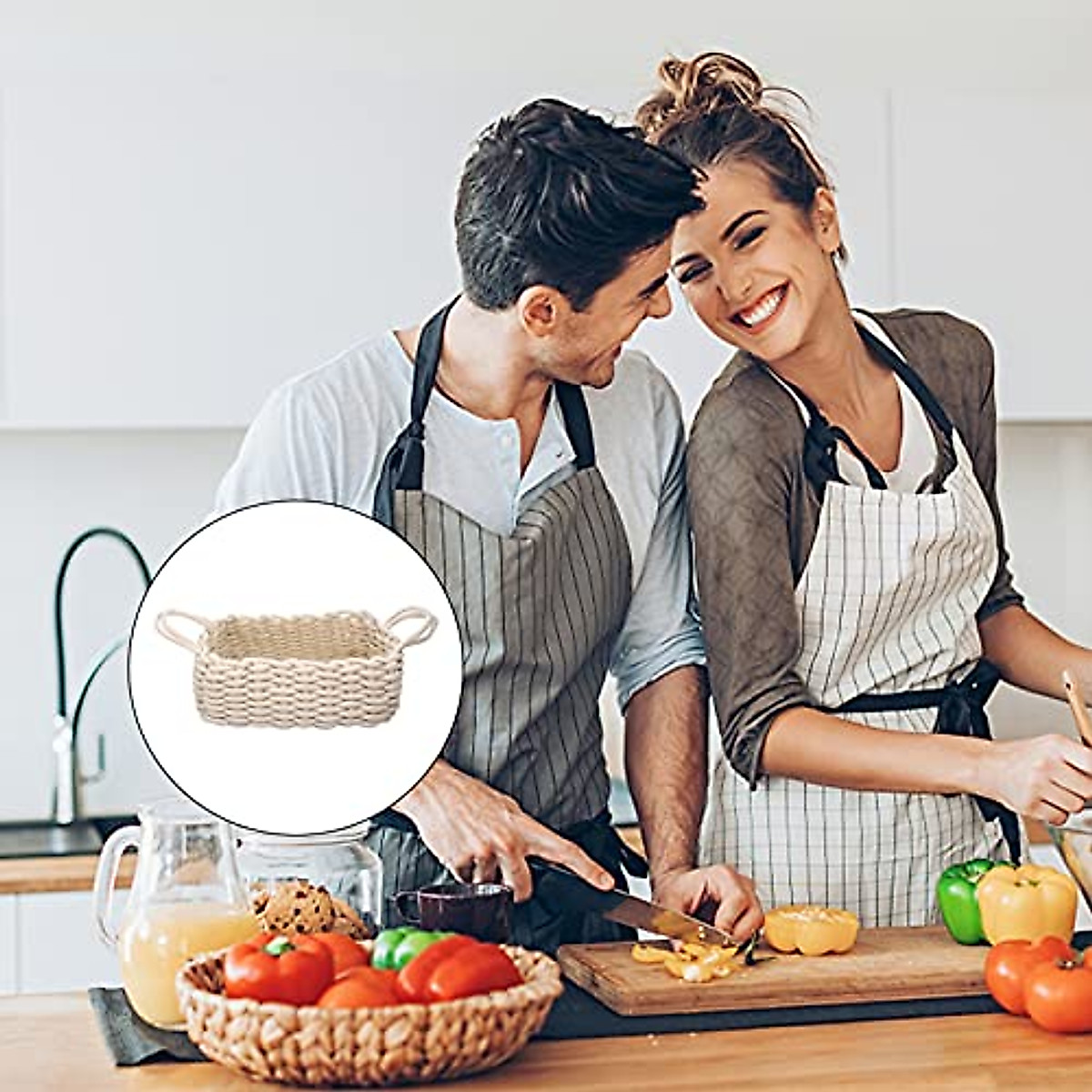 Veemoon Storage Bins Storage Bins Sundries Container Basket Woven Cotton Rope cotton woven basket cotton thread basket woven storage basket Storage Basket, Cotton Small Basket Baskets