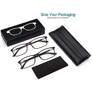 YTDBNS Reading Glasses for Men and Women, Blue Light Blocking Readers, Lightweight Rectangular Frame, Spring Hinge, Clear Vision, Stylish Eyeglasses,1.5