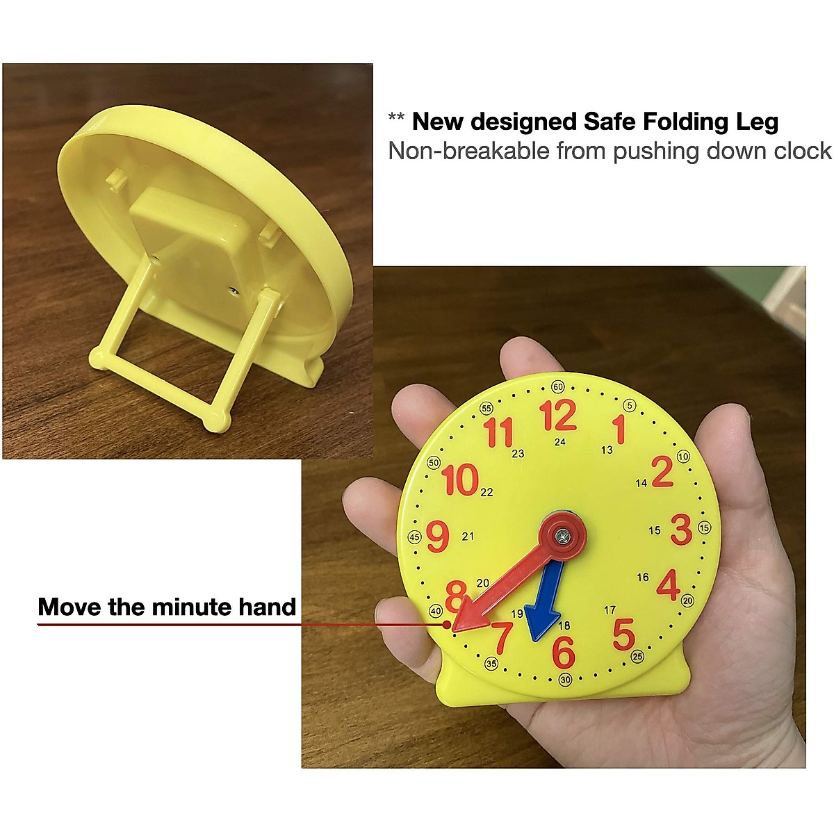 CM Wealth Learning Clock for Kids, Student Learning Clocks Teaching Time 12/24 Hours Geared Clock 4+Years Seller