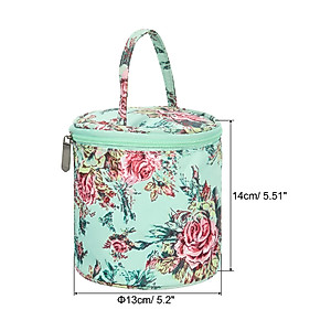 PATIKIL Yarn Storage Bag, Portable Crochet Knitting Bag Case Skein Ball Holder Organizer Crocheting Tote Supplies for Sewing Craft Projects, Green Peony