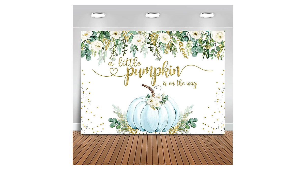 Baby Shower Backdrop 7x5ft Little Pumpkin Blue Fall Decor