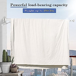 Smitenoon Clothes Drying Rack Wall Mounted Clothes Rack Collapsible Retractable Drying Hanging Racks Space Saver Balcony, Bedroom, Laundry Drying Rack, Bathroom Clothesline - Tri-Fold - White
