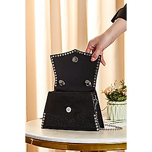 Glitter Rhinestone Crossbody Evening Bag - Fashion Crystal Top Handle Bags Cocktail Party Club Bling Clutch Purse for Women