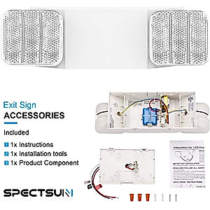 SPECTSUN 12 Pack LED Emergency Lighting Fixture with 2 LED Heads and Hardwired Adjustable White Color Commercial Emergency Lights with Battery Backup for Power Failure
