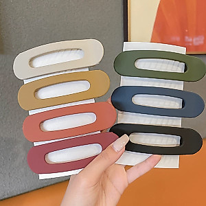 7PCS Large Flat Claw Clips for Thick Hair, Matte Flat Lay Claw Clips Without Pain, Strong Hold Side Slide Duckbill Alligator Hair Clips, Fashion Hair Styling Accessories for Women Girls