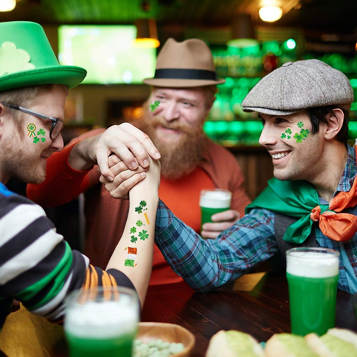 DARKLATER Shamrock Tattoos, St Patricks Day Face Tattoos, Saint Patricks Day Temporary Tattoos Stickers, Clover Tattoos