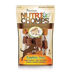 NutriChomps Dog Chews, 5-inch Kabobs, Easy to Digest, Rawhide-Free Dog Treats, 6 Count, Real Chicken and Duck flavor