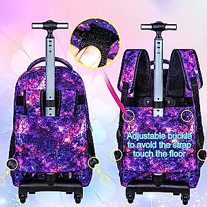 UFNDC 3PCS Rolling Backpack for Women, Adults Unicorn Backpacks with Wheels for Girls，Travel Roller Wheeled Bookbag