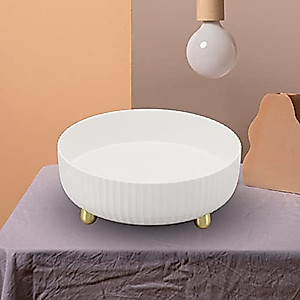 360 Degree Rotating Storage Rack Organizer Round Cosmetic Spice Rack Turntable for Kitchen Cabinet Pantry Small (White)