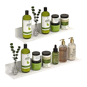 Celbon 11.81'' White Shower Caddy No Drilling Shower Shelf Traceless Adhesive Bathroom Storage Organizer Rustproof Stainless Steel Shower Rack For Kitchen And Bathroom(2 Pack) (11.81''(2PC), White)