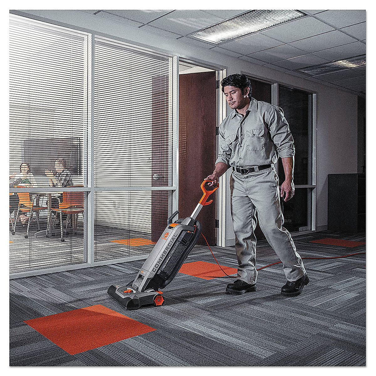 Hoover Commercial HushTone Upright Vacuum Cleaner, 15 inches with Intellibelt, For Carpet and Hard Floors, CH54115, Gray