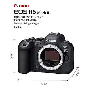 Canon EOS R6 Mark II - Full Frame Mirrorless Camera (Body Only) - Still & Video - 24.2MP, CMOS, Continuous Shooting - DIGIC X Image Processing - 6K Video Oversampling - Advanced Subject Detection