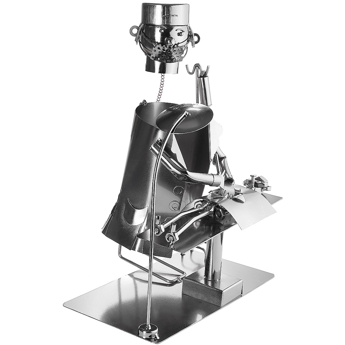 BRUBAKER Wine Bottle Holder 'Surgeon' - Table Top Metal Sculpture - with Greeting Card