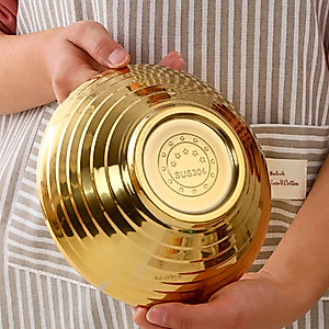 Buyer Star Gold Ramen Noodle Soup Bowl,2 PCS Double Layer 18/8 Stainless Steel Bowl(7.09 inch)
