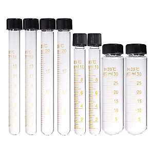 8PCS Graduated Glass Test Tube with Screw Caps, High Temperature Resistant, Clear Glass Test Tubes for Experiments and Plant Use