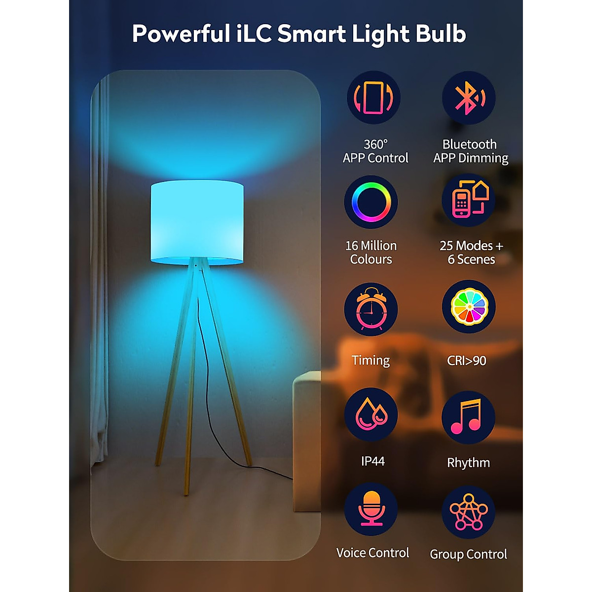 ILC Alexa Light Bulbs (130 Watt Equivalent) Smart Light Bulbs Work with Alexa Required Echo Device, 1300 Lumens, Color Changing Warm White 2700K, 13W Bright LED Bulbs (4 Pack)