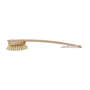 Redecker 100% Made in Germany Round Tampico Fiber Bath Brush with Extra-Long Oiled Beechwood Handle, 18-1/2-Inches