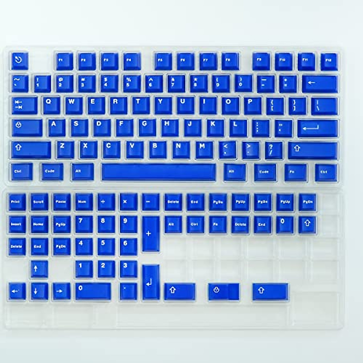 Double Shot Blue Keycaps Cherry Profile Translucent Keycaps Set 121 Keys Fit for Mechanical Keyboard 60% 65% 95% Cherry Mx Switches