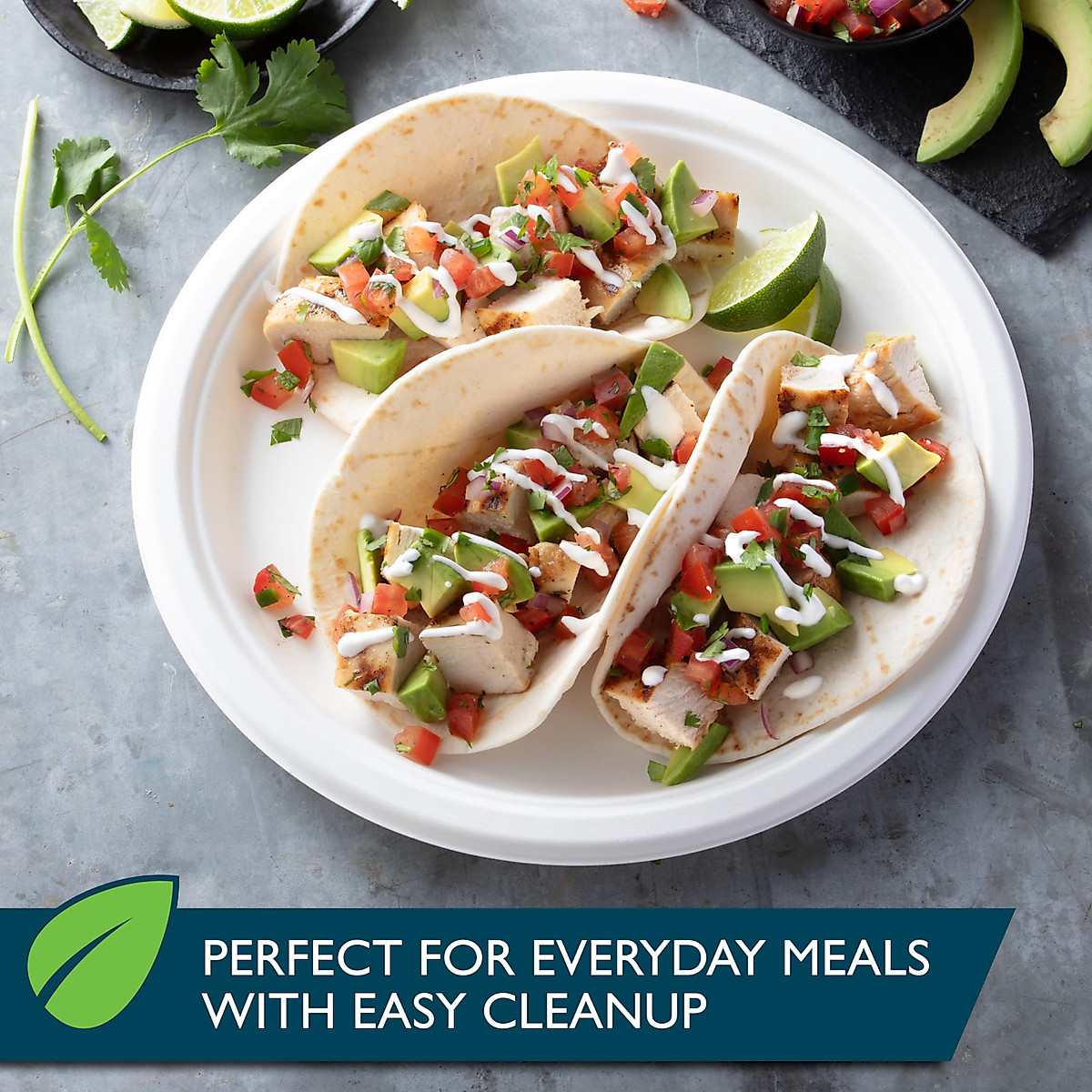 Hefty ECOSAVE Compostable Paper Plates, 10-1/8 Inch, 45 Count