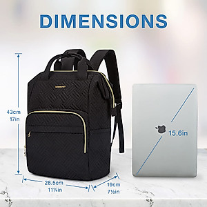 BAGSMART Laptop Backpack for Women Book Bag Cute Backpacks for School Womens Work Travel College Backpacks Gifts for Teacher Nurse, fits 15.6 Inch laptop Black