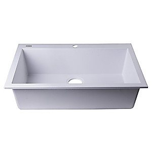 ALFI brand AB3020DI-W Drop-In Single Bowl Granite Composite Kitchen Sink, 30", White