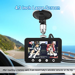 VSYSTO Baby Car Mirror,4.3" Screen Baby Car Recorder Temperature Sensor Infrared Night Vision-View Infant in Rear Facing Seat, Aimed at Baby Easily Observe and Record the Baby’s Move (4.3 Inch Screen)