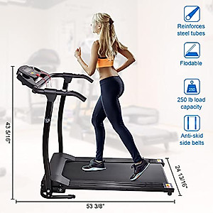 AW Folding Electric Treadmill Portable Running Walking Treadmill with LCD Display Easy Assembly for Home Cardio Exercise