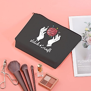 JXGZSO Crochet Yarn Knitting Project Bag Witch Crochet Makeup Bag With Zipper Knitter Gift (stitch craft B)