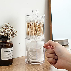Akoslale 3 Pack Qtip Holder,Bathroom Organizers,Apothecary Jars, Cotton Swab/Round/Ball Holders with Lids,Acrylic Organizers and Storage,Makeup Holders and Organizers