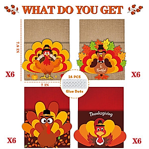 Caoekego Thanksgiving Cutlery Holders 24 Pcs Turkey Thanksgiving Utensil Holder for Thanksgiving Dinner Table Decoration Thanksgiving Party Fall Autumn Family Party Harvest Party Supplies