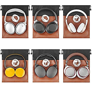 Geekria Headphones PU Carrying Bag, Universal Headphone Protection Pouch/Portable Travel Bag, Compatible with Bose QC35, QC25, QC15, Beoplay H9i, H4, H9, H8, H6, H2, AKG Y500, Y50BT (Brown)