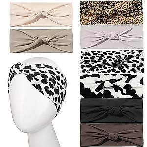 Vercret Knotted Headbands for Women Boho Wide Hair Bands Non Slip Yoga Workout Running Sport Elastic Twist Knot Headband for Girls