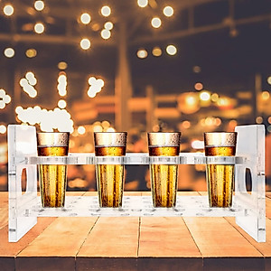 HEMOTON 12 Round Holes Shot Glasses Holder Acrylic 3 Rows Wine Glass Cup Rack Organizer Drinkware for Whiskey Liqueurs Barware Bar Exhibition Wedding Party Festival